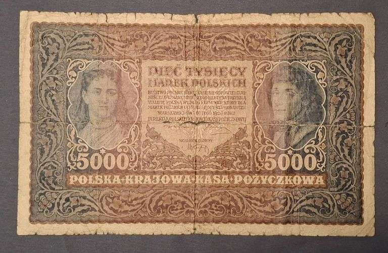 Polish 5000 Mark Banknote - Metzger Property Services, LLC