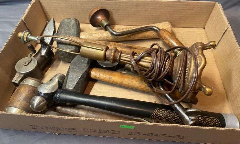 Hand Tools Including Hammers, Awl, and Brass-Tone Lamp Base - Metzger ...