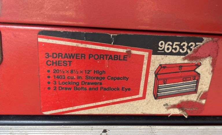 Craftsman 3-Drawer Portable Tool Chest with Contents - Metzger Property ...