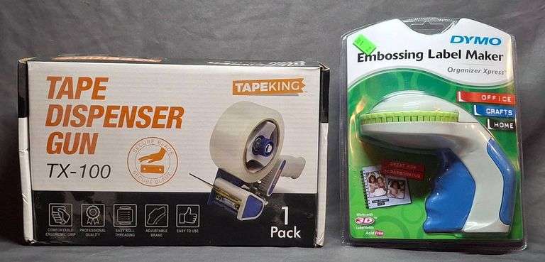 Tape King TX-100 Tape Dispenser Gun and Dymo Embossing Label Maker ...