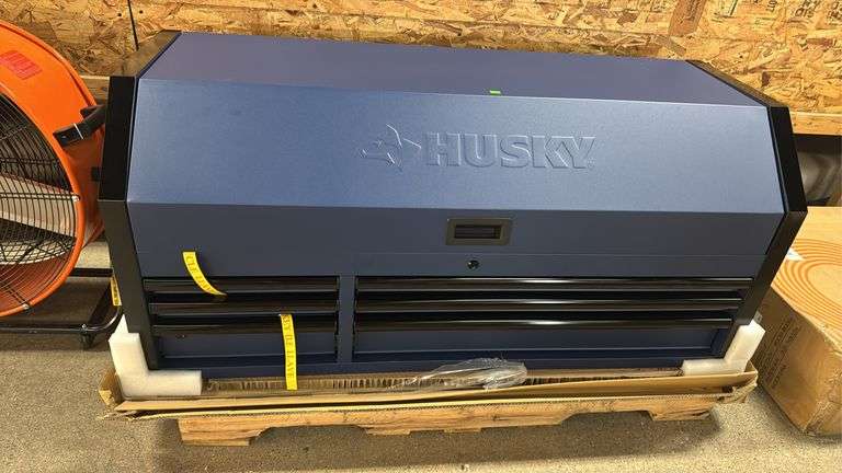 Husky Heavy-Duty 52 in. W x 20 in. D 6-Drawer Matte Blue Steel Top Tool ...