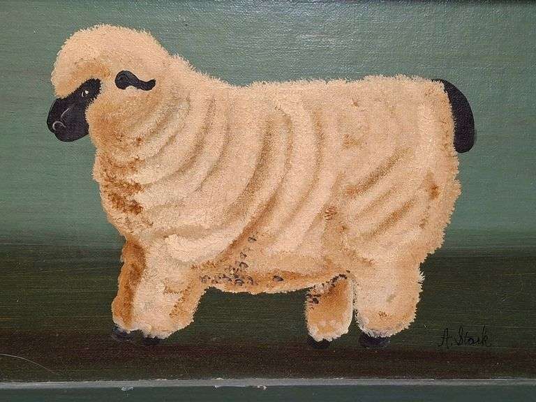 Framed Painting of a Sheep by Annette Stark 18″ x 13″ - Metzger ...