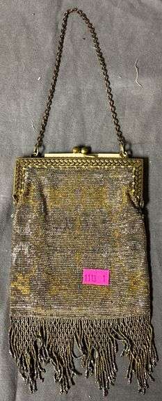 Metal Mesh Purse with Chain Handle and Fringe Detailing - Metzger ...