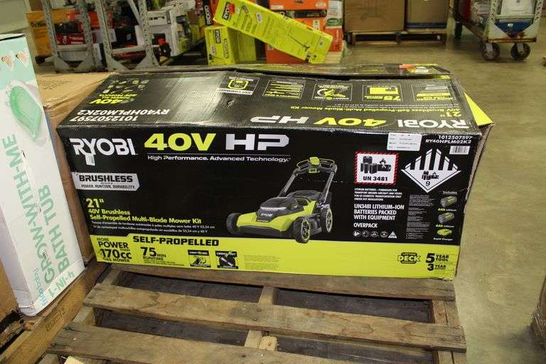 RYOBI - 40V HP Brushless 21 in. Cordless Battery Walk Behind Multi-Blade Self-Propelled Mower w ...