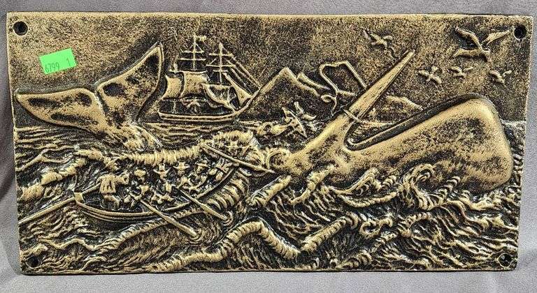 Cast Iron Whale Hunting Scene 13″x7″ - Metzger Property Services, LLC