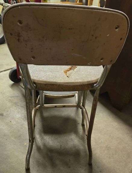 Metal Folding Step Stool Chair With Vinyl Seat and Backrest – 24″ seat ...