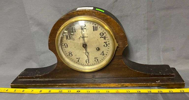 Ingraham Eight Day Mantel Clock with Brass Trim 19″ - Metzger Property ...