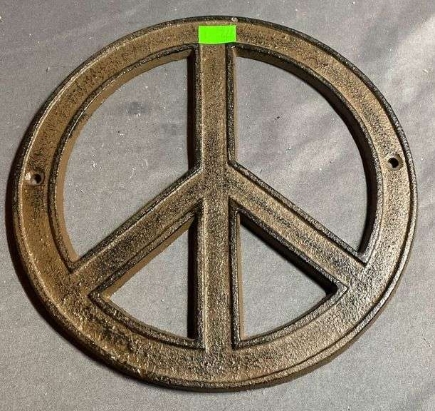 Round Cast Iron Peace Symbol Wall Plaque 8” - Metzger Property Services ...