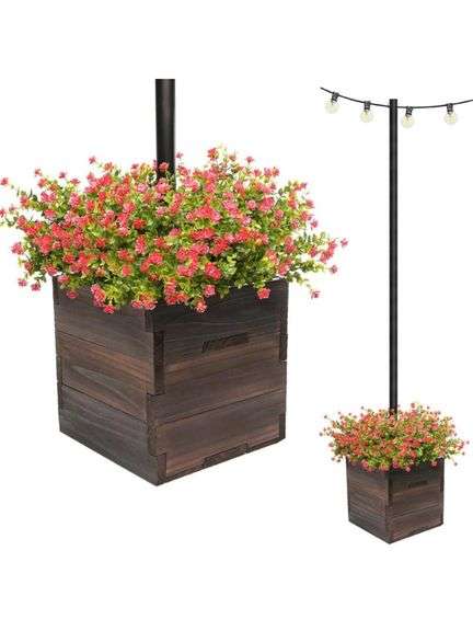 EXCELLO GLOBAL PRODUCTS - Large 14 in. Dark Brown Wooden Planter Box ...