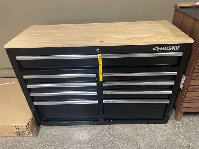 Husky 46” 8 Drawer Mobile Work Bench, Has dents, Left drawers are ...