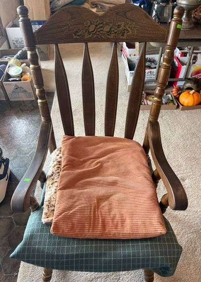 Rocking Chair with Turned Spindles and Carved Backrest - Metzger ...