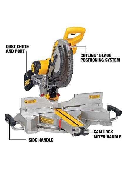 DEWALT - 15 Amp Corded 12 in. Double Bevel Sliding Compound Miter Saw with XPS technology, Blade ...