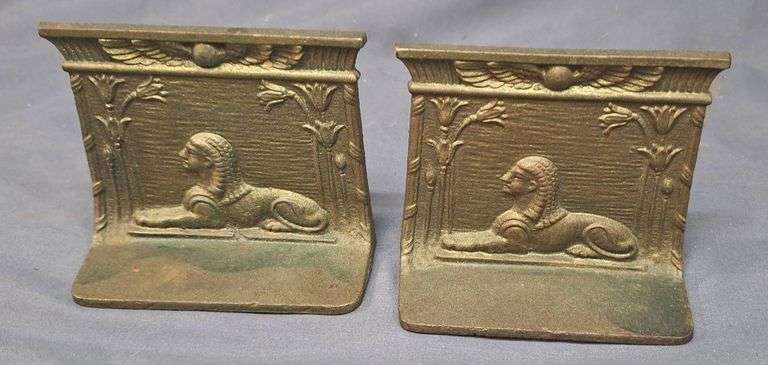 Cast Iron Bookends Featuring Sphinx Design, 4in Height - Metzger ...
