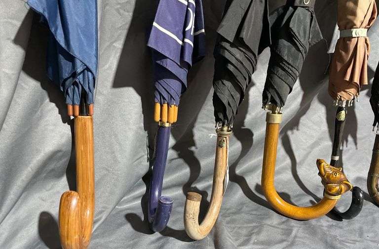Nine Umbrellas with Various Handles and Designs - Metzger Property ...