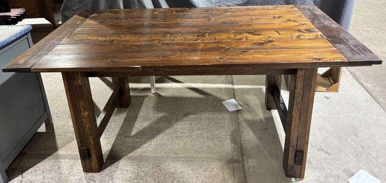 Rectangular Wood Table with Plank Top and Trestle Legs - Metzger ...