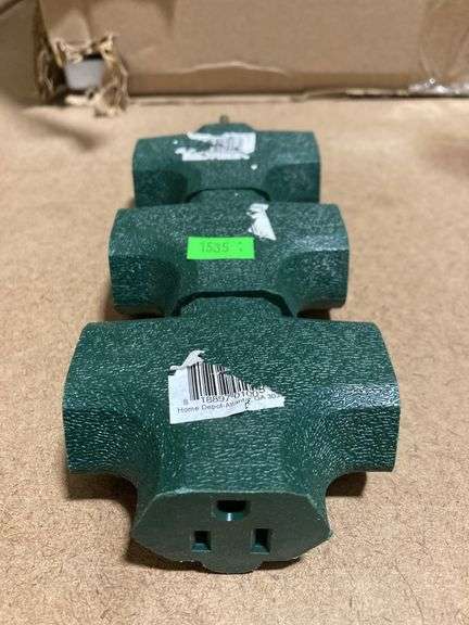 Commercial Electric 3-Outlet T Shaped Wall Plug Grounding Adapter ...