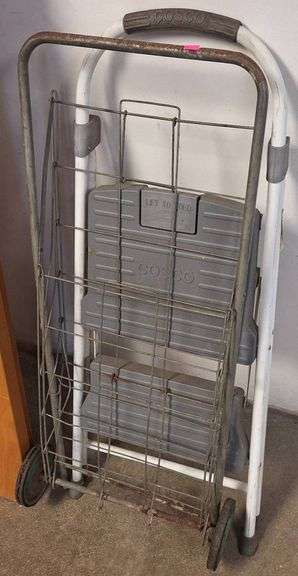 Folding Metal Shopping Cart and Step Ladder with Plastic Steps ...