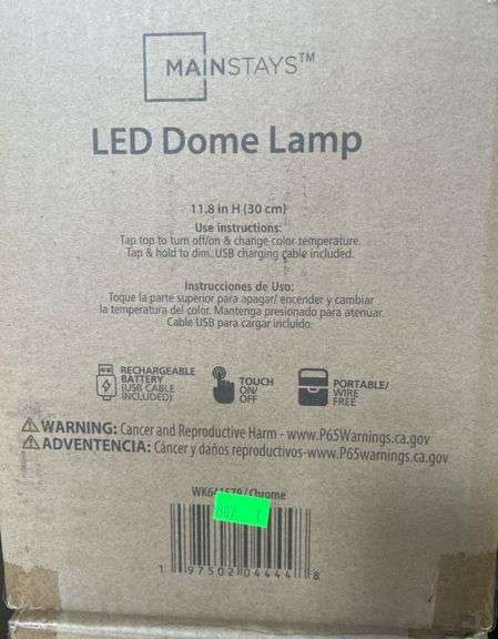 Mainstays LED Dome Lamp with Rechargeable Cordless Design - Metzger ...