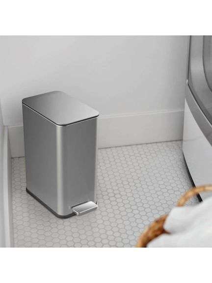 STYLEWELL - 2.6 Gal. Stainless Steel Slim Step-On Trash Can - Metzger ...