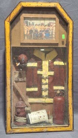 Shadow Box Featuring Firefighter Uniform and Memorabilia 13″x4″x25 ...