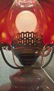 Red Glass Lamp With Ornate Metal Base, 20″ Height - Metzger Property ...