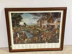 Framed 1980 T.E. Breitenbach ‘Proverbidioms’ Print with Extensive ...