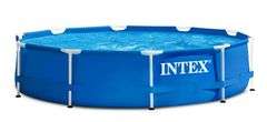 Intex 10 x 30” Foot Round Metal Frame Above Ground Swimming Pool, Blue ...