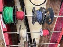 Wire Spool Rack with Multiple Colored Partial Wire Rolls 26.25×36.5×5. ...