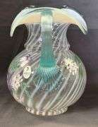 Fenton Handpainted Glass Pitcher with Floral Design - Metzger Property ...