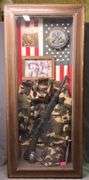 Shadow Box Display With Military Uniform Replica, Rifle Replica, and ...