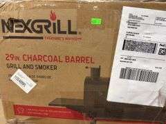 Nexgrill 29 in. Barrel Offset Charcoal Smoker and Grill in Black ...