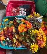 Faux Floral Arrangements and Seasonal Decorations in Plastic Storage ...