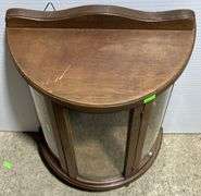 Curved Glass Curio Display Cabinet with Hinged Door and 4 Legs - No ...