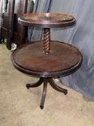 Two-Tier Pie Crust Round Table with Twisted Central Column and Tripod ...
