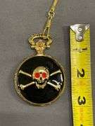 2 Infinity Quartz Gold-Tone Pocket Watches with Skull and Crossbones ...