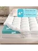 AIVERMEIL - Memory Foam Mattress Topper King Size, Dual Layer 4 Inch ...