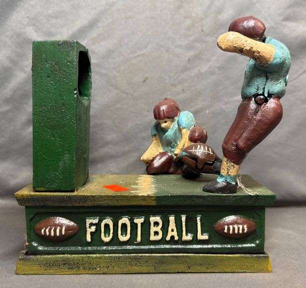 Cast Iron Football-Themed Mechanical Bank, 6.5”x7”x2.5” - Metzger ...