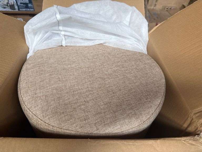 Convenience Concepts R9-222 Round Tan Storage Ottoman with Tray ...