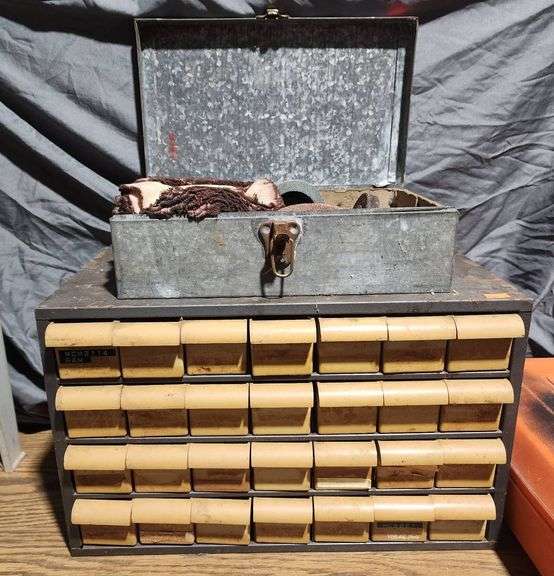 Metal Storage Box with Grinding Wheels and Drawer Organizer Unit ...