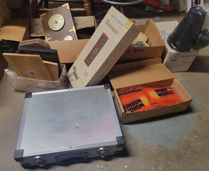 Items Including Precision-Made Barometer, Tape Rolls, and Aluminum Case ...