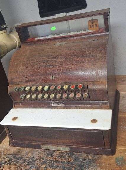 National Cash Register Co. Cash Register w/Metal Wood Grain Case ...