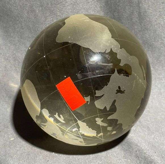 Etched Glass Globe Paperweight with World Map Design 4” - Metzger ...