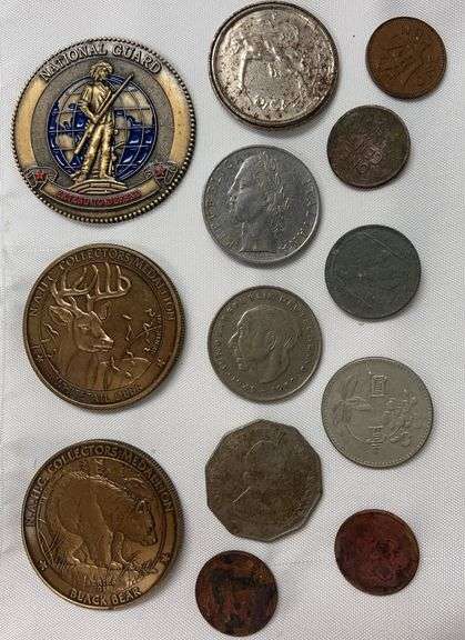 13 Foreign Coin & Token Assortment - Metzger Property Services, LLC