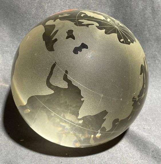 Etched Glass Globe Paperweight with World Map Design 4” - Metzger ...