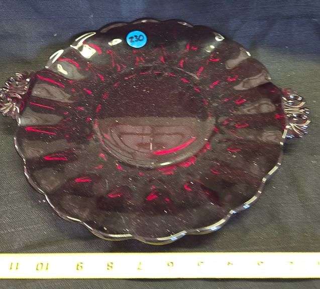 Royal Ruby Depression Glass Serving Plate in The Oyster and Peral ...