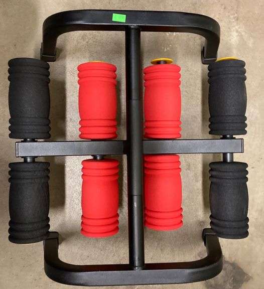 Foam Roller Exercise Device with Black Frame and Red Rollers - Metzger ...