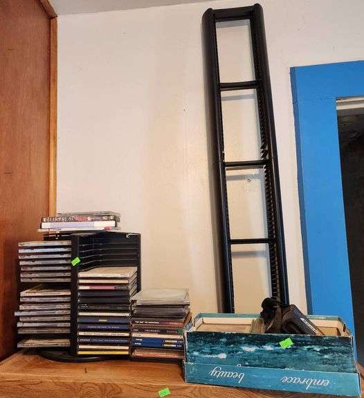 Black Freestanding CD Rack with Assorted CDs - Metzger Property ...