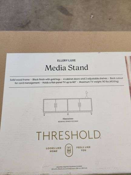 Threshold Ellery Luxe Media Stand for TVs up to 60″ with Black Finish ...