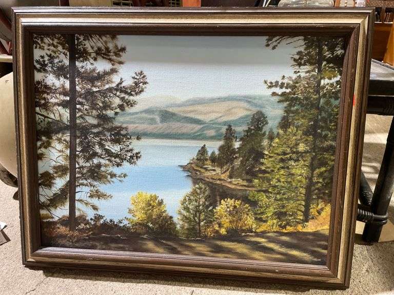 Framed Landscape Oil Painting by Kay Jones, January 1978 28”x21.5 ...