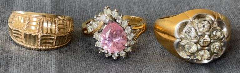 2-18 Karat Gold Rings And 1- 10 Karat Gold Ring, Sizes 7, 8, and 11 ...